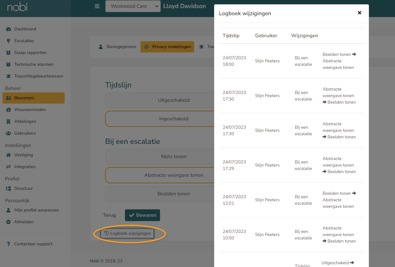 Privacy-instellingen – Nobi