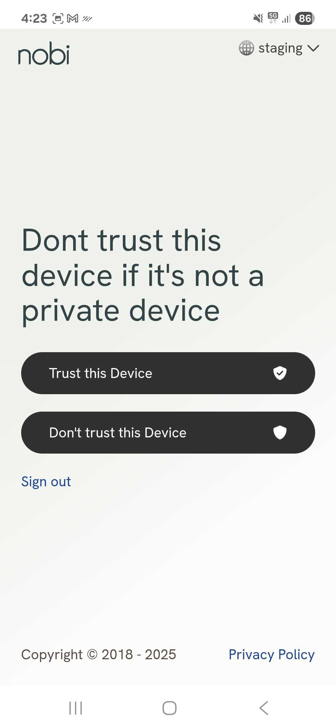 Sign In/Out of the Nobi Mobile App – Nobi